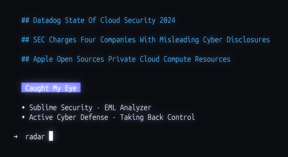 Radar #1: Week of 10/28/2024