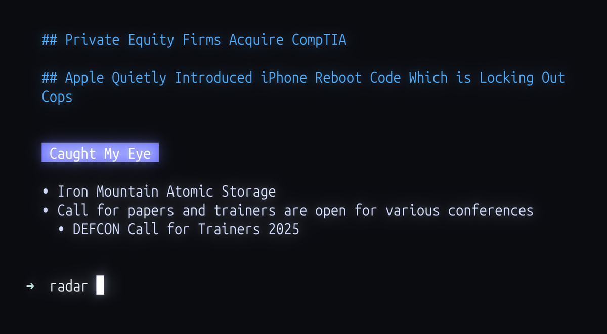 Radar #3: Week of 11/11/2024